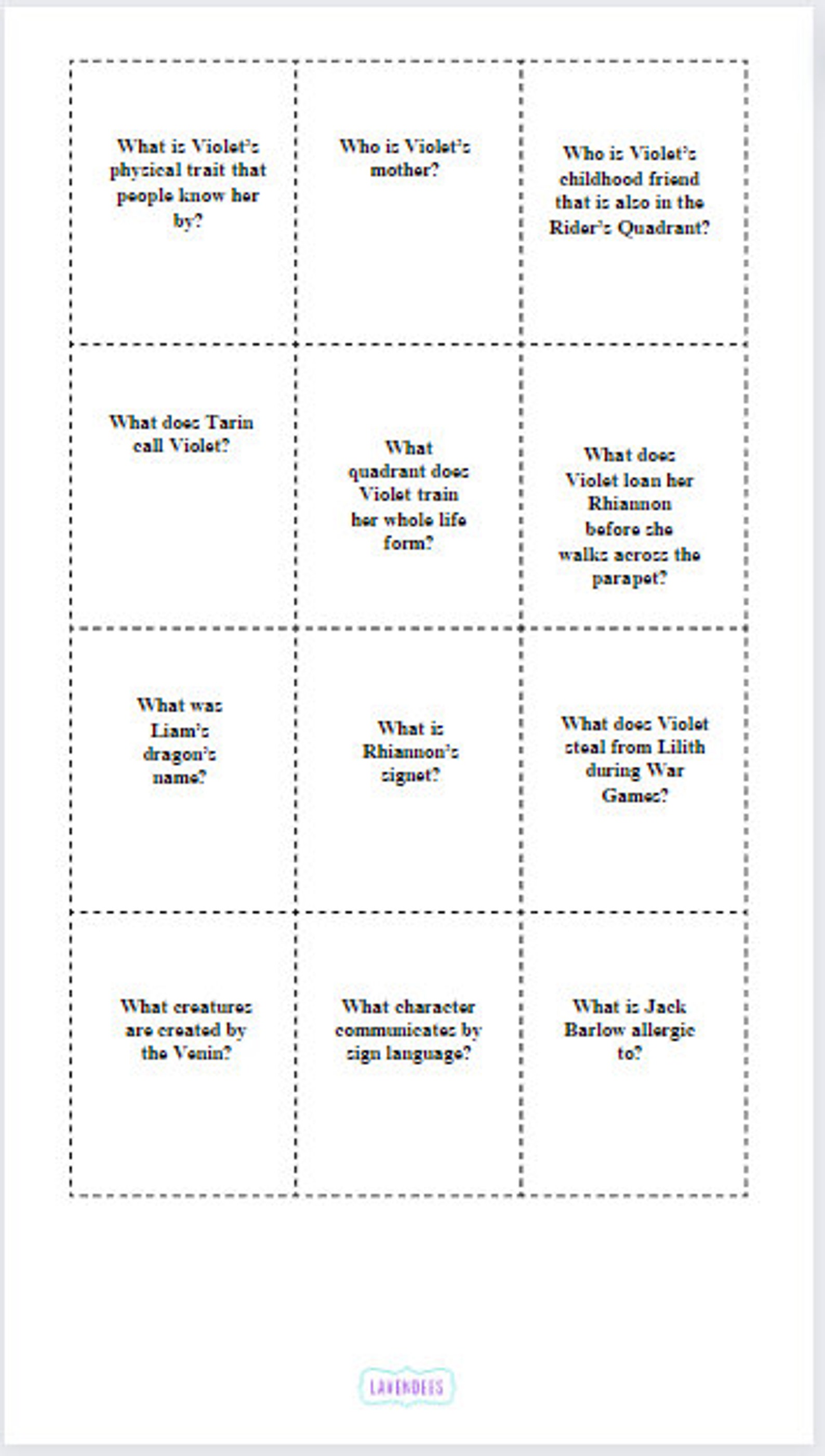 Book Club Bingo Fourth Wing by Rebecca Yarros Bingo Game Gift for Book ...