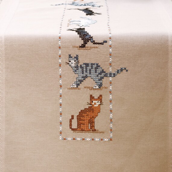 Cats Table Runner Cross Stitch Kit Vervaco/ Embroidery Kit/ | Etsy
