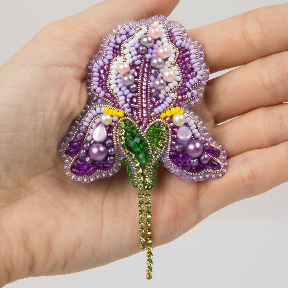 Flower Iris DIY Brooch Bead Embroidery KIT/ Iris Brooch Kit/ - Etsy