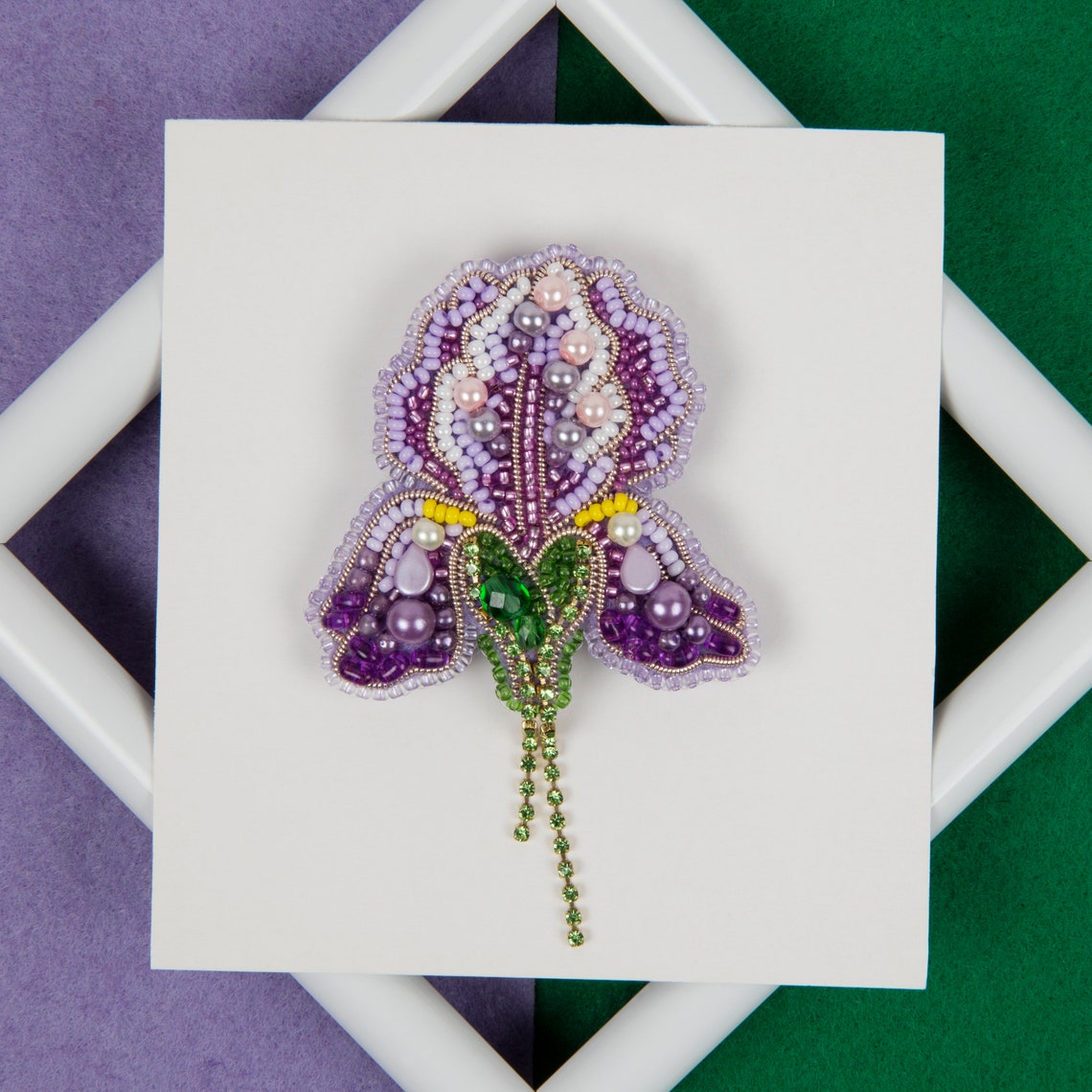 Flower Iris DIY Brooch Bead Embroidery KIT/ Iris Brooch Kit/ - Etsy