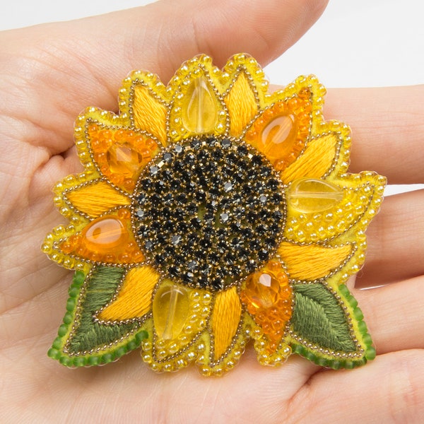 Sunflower Brooch - Etsy