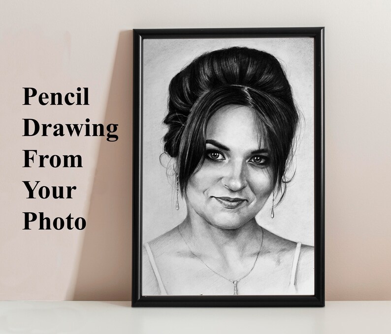 Custom Pencil Drawing of a Woman, Handmade Portrait Drawing From ...