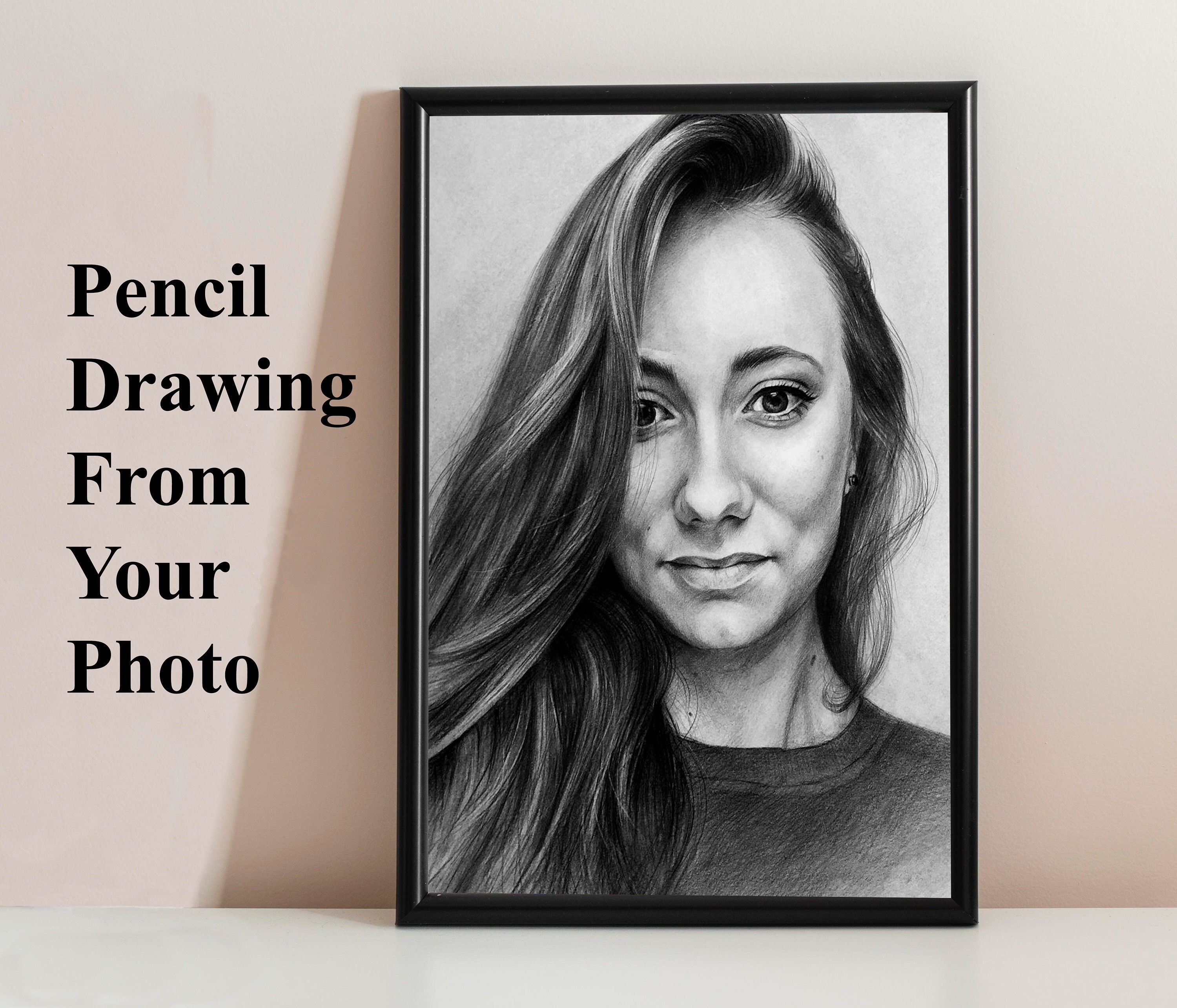 Custom Pencil Drawing, Hand Drawn Portrait From Photo, Custom Pencil ...