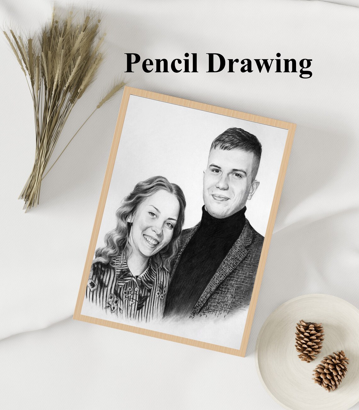 Custom Pencil Drawing Hand Drawn Portrait From Photo Custom - Etsy