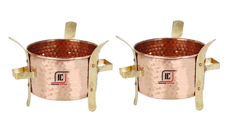 3.0 X 3.3 X 2.5 Handmade Indian Copper Brass Sigri Food Warmer Angeethi ...