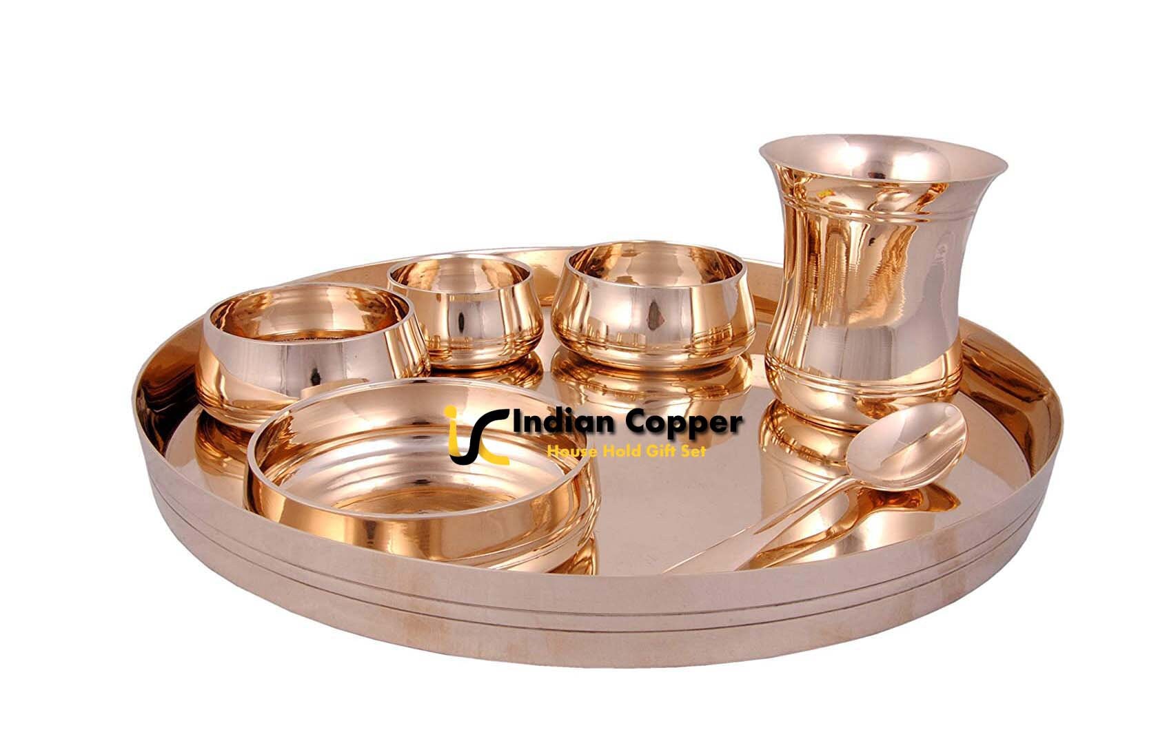 Bronze Kansa Thali Dinner Set 7 Piece Gold pure Kansa - Etsy