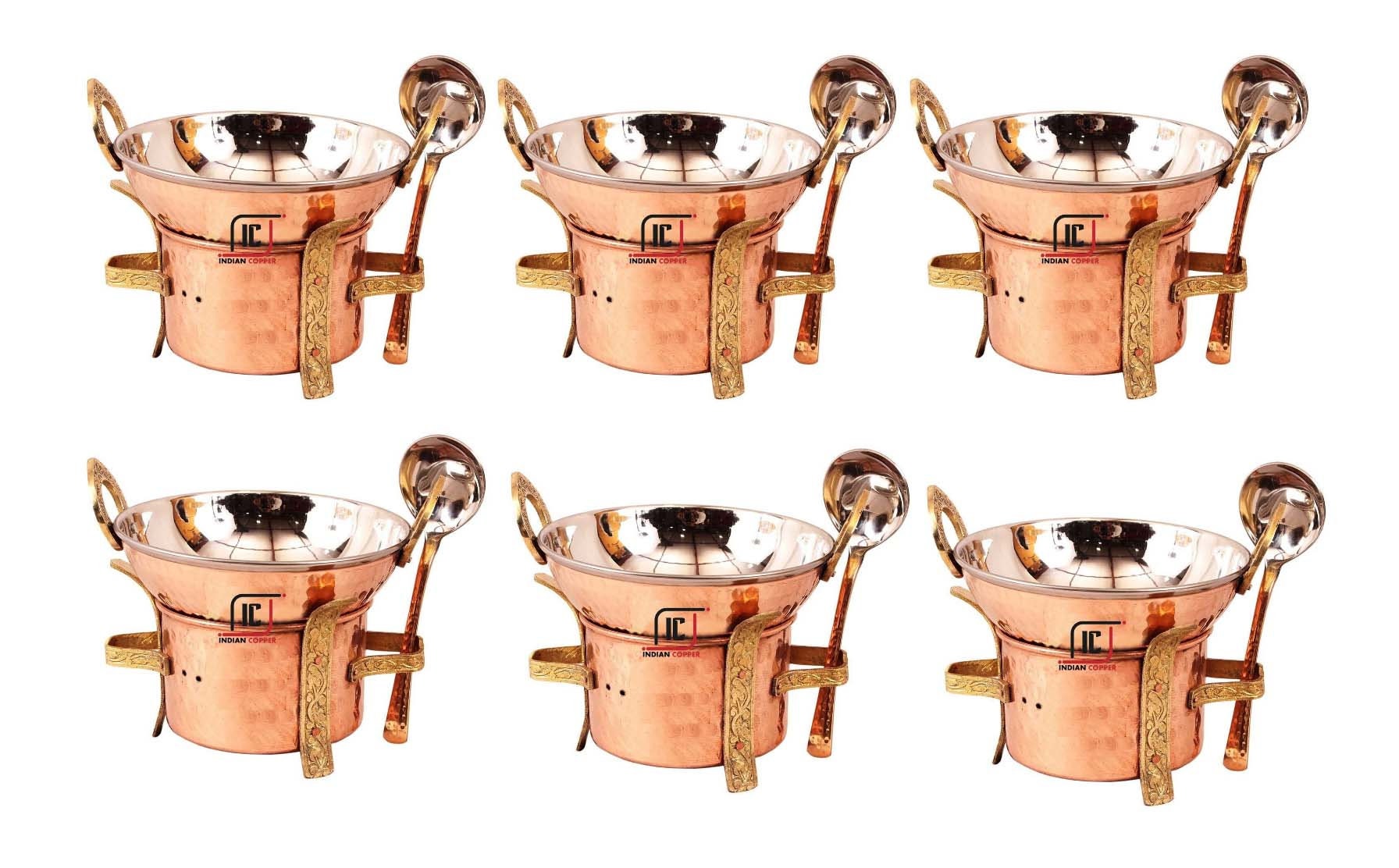 Kitchen Set Copper Sigri With Brass Stand, 1 Steel Copper Kadai-500 ML ...