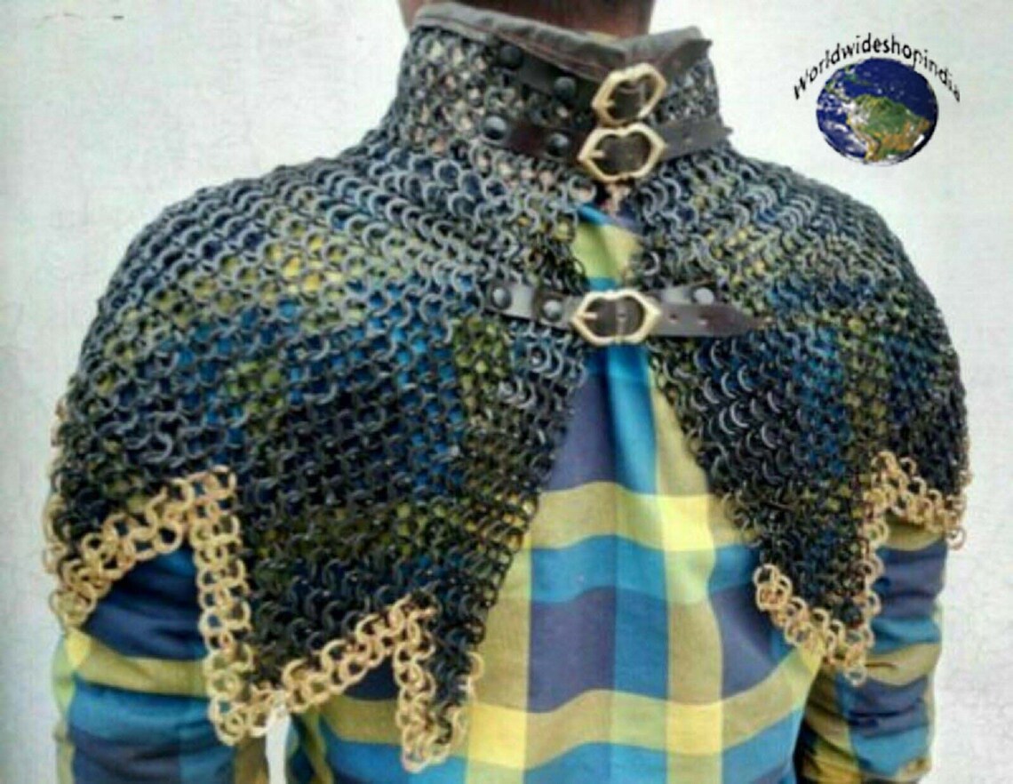 Chainmail collar neck protection 9 MM flat riveted with | Etsy