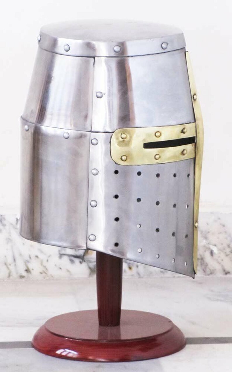 Medieval Templar Crusader Knight Armor Helmet With Wooden - Etsy