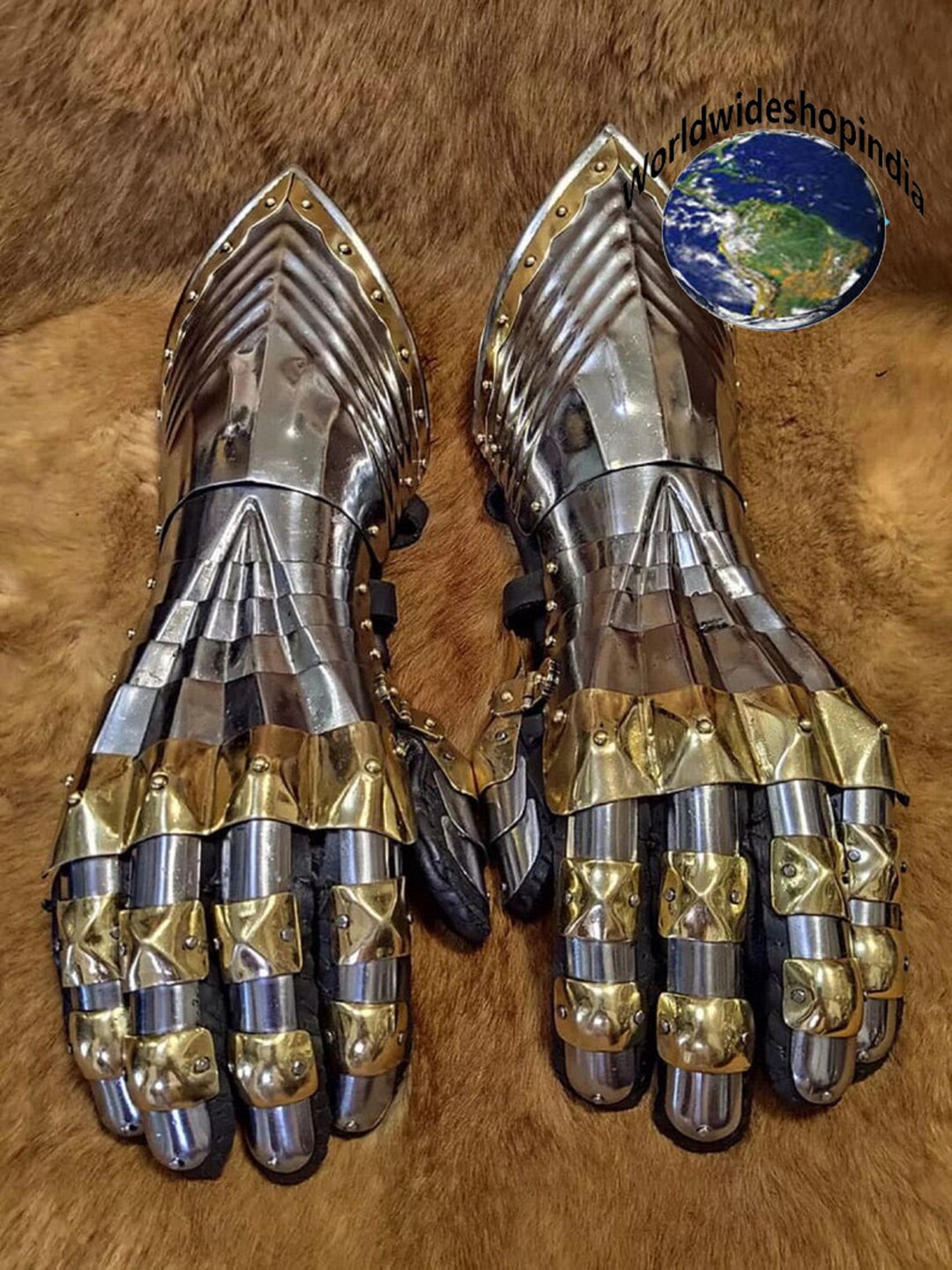 Brass Gauntlets , Medieval Polished Knights Gauntlets, Gothic Gloves ...
