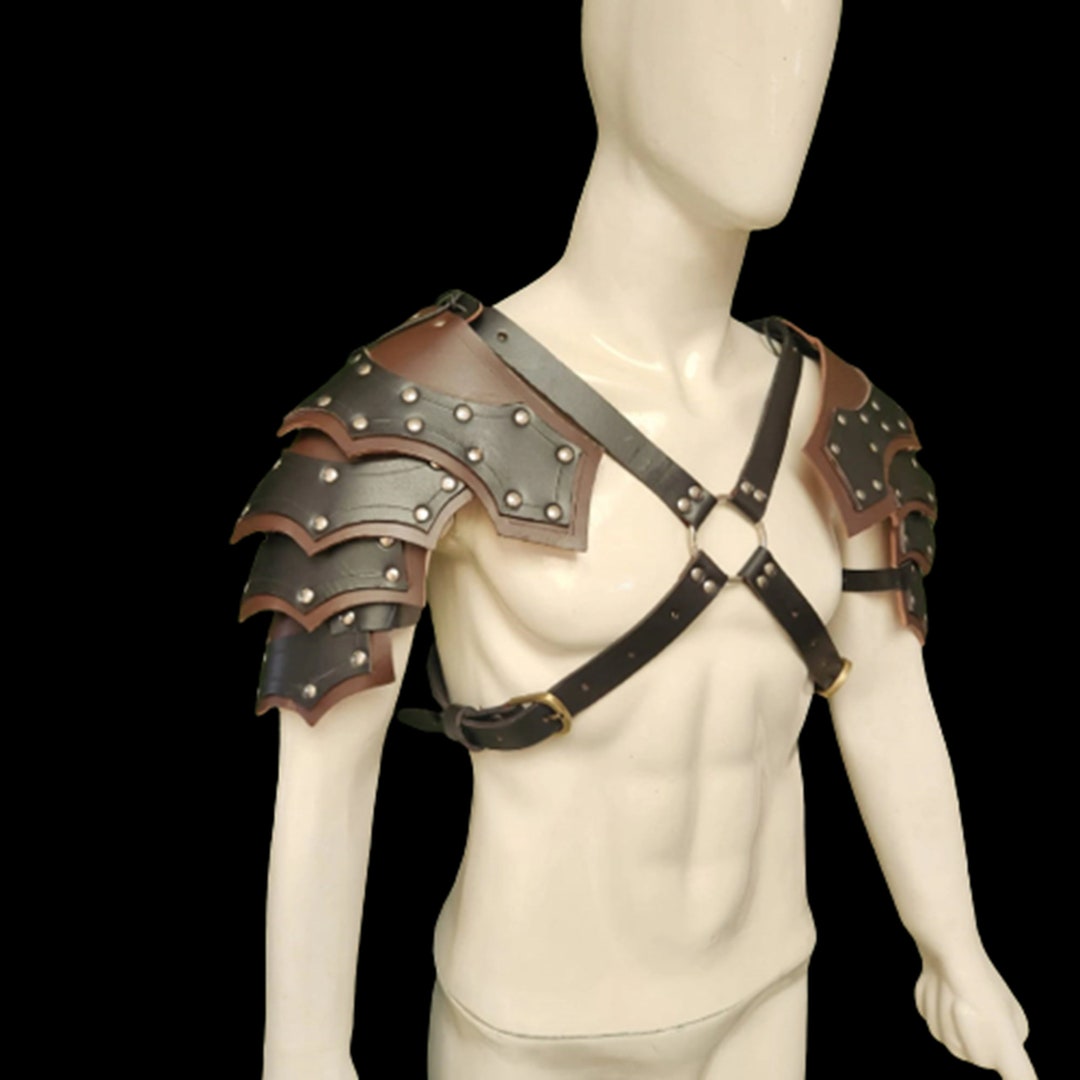 Medieval Genuine Leather Pauldrons for LARP, Halloween, Cosplay and ...