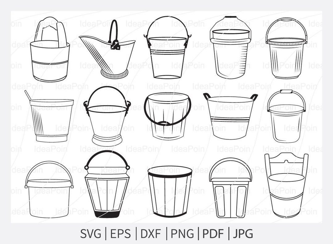 Bucket Outline, Bucket Svg, Bucket Vector, Bucket Svg Bundle, Old ...