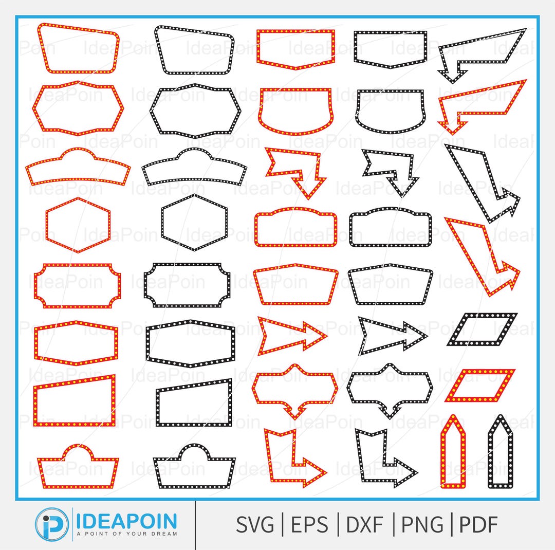 Marquee Sign Monogram Frame, Wedding Marquee Sign Template, Light Box ...