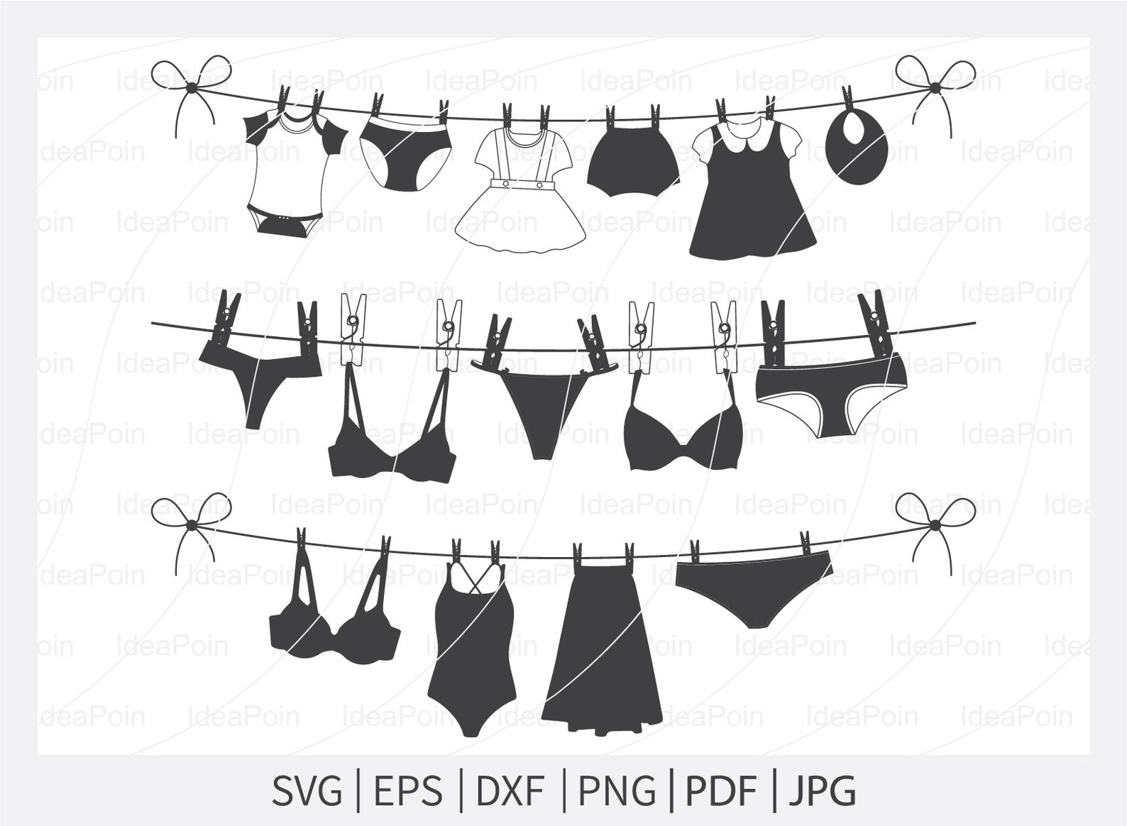 Clothesline Svg Line of Clothes Svg Women Clothesline Svg | Etsy