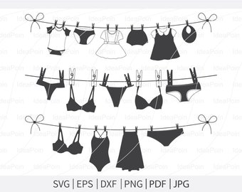Clothesline Silhouette Clothesline SVG Line of Clothes SVG - Etsy