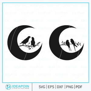 Moon SVG, Moon Silhouette, Crescent Moon, Moon Bird, Floral Moon Svg ...