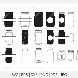 Mason Jar SVG, Canning Jar Silhouette, Monogram, Ball Mason Jars Svg ...