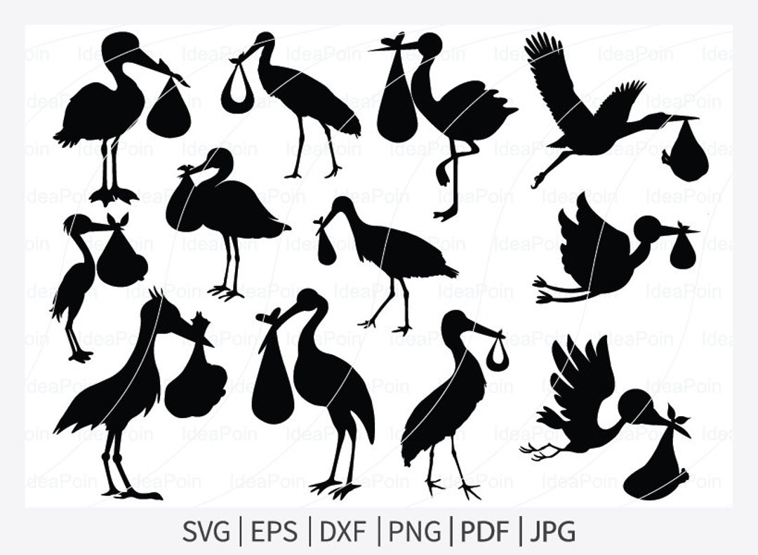 Stork Baby Shower Svg Stork Svg Baby Svg Shower Bird SVG - Etsy