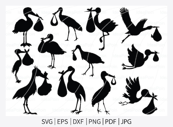 Baby Shower Stork Clip Art Black And White