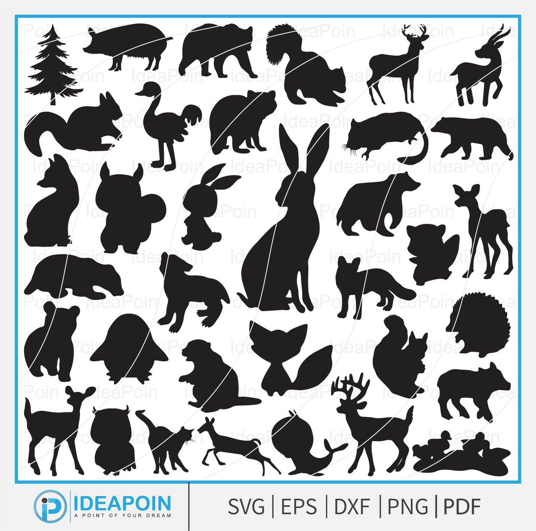 Forest Animals Silhouettes, Woodland Animals Svg, Boho Woodland Animals ...