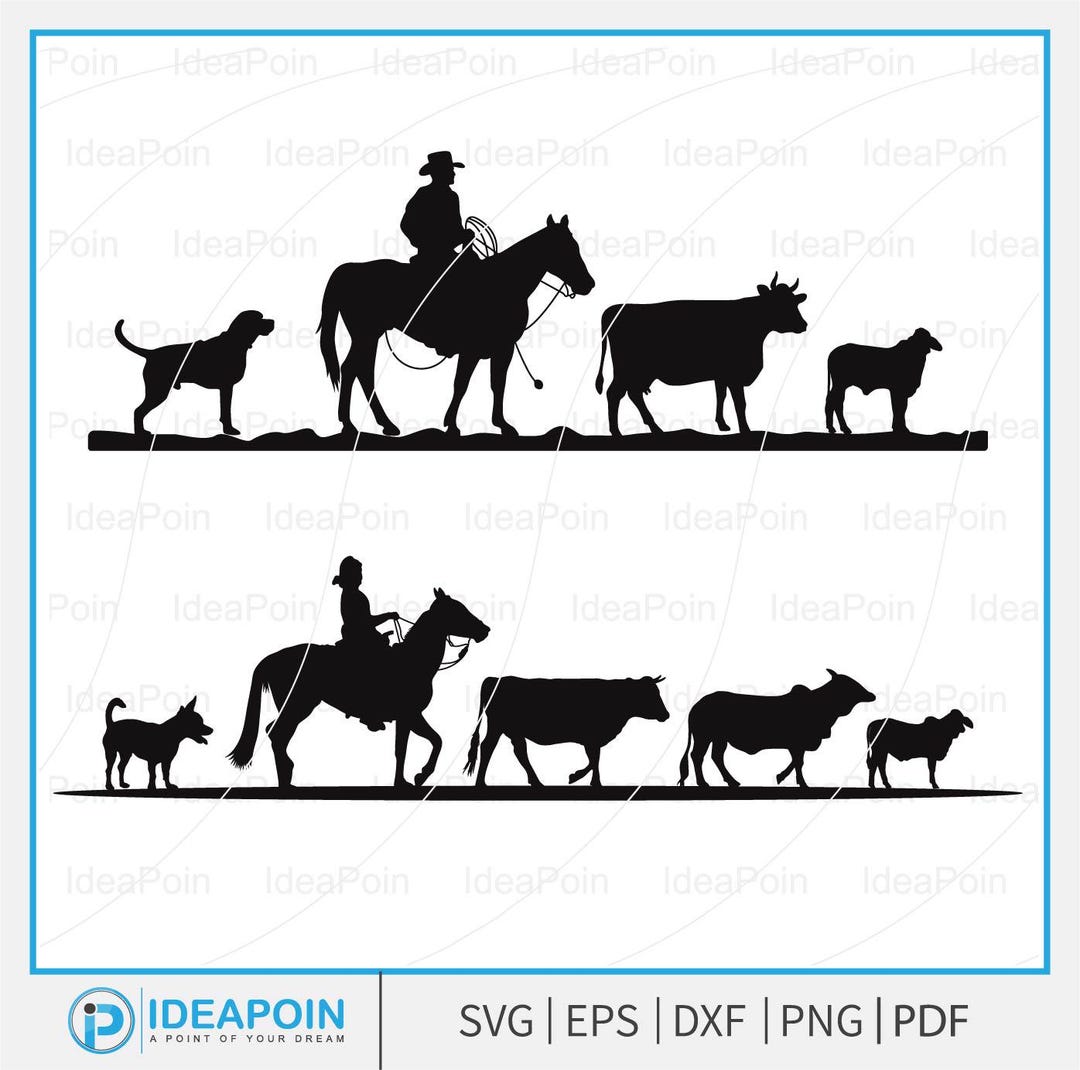 Cattle Drive SVG, Cowboy Silhouette, Cowboy Svg, Cowboy Riding Horse ...