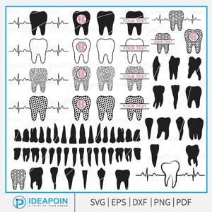 Tooth Svg, Dental Svg, Tooth Monogram Svg Bundle, Tooth Heartbeat ...