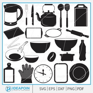 Kitchen Svg, Kitchen Svg Bundle, Kitchen Equipment Clipart, Kitchen ...