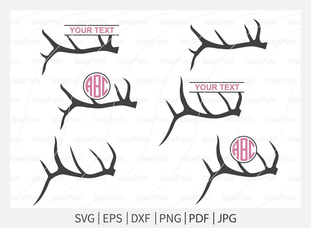 Deer Antler Monogram Svg, Deer Antlers, Antlers Monogram Svg, Reindeer ...