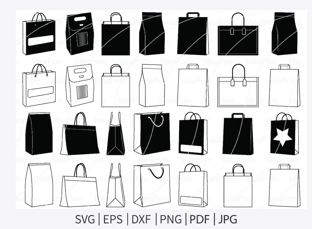 Paper Bag Svg, Paper Bag Bundle, Bag Svg, Paper Bag Silhouette, Hand ...