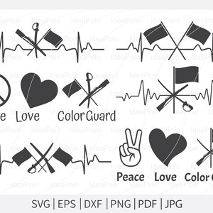 Peace Love Color Guard Svg, Color Guard Svg File, Pulse Color Guard ...