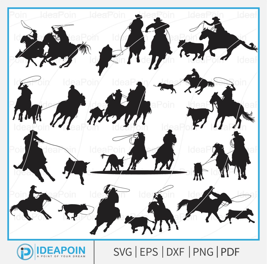 Team Roping Rodeo Ranch Svg, Team Roping, Cattle Roping Cowboy, Cattle ...