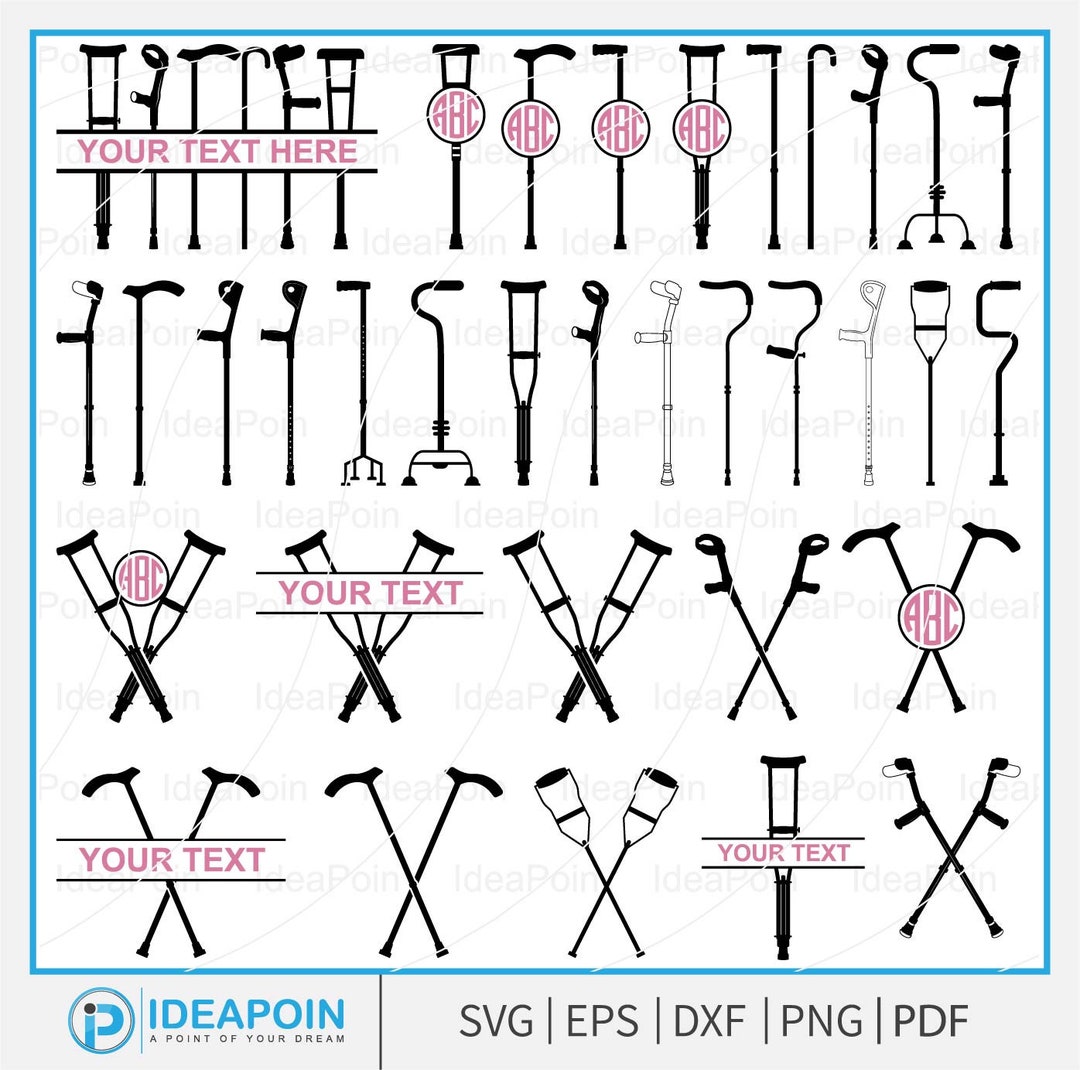 Crutches Svg, Physical Therapy SVG, Crutches Monogram, Crutches With ...