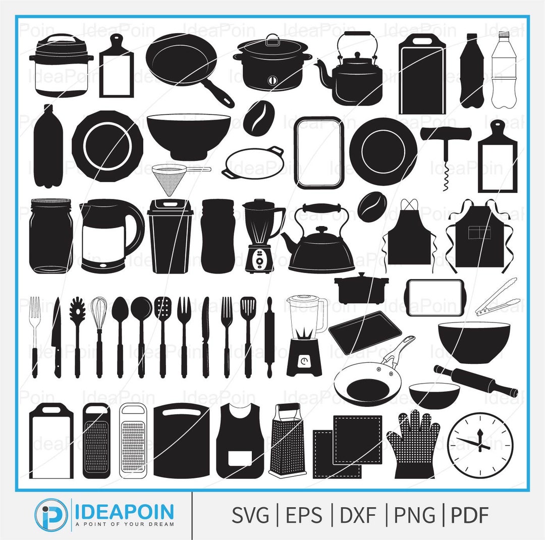 Kitchen Svg, Kitchen Svg Bundle, Kitchen Equipment Clipart, Kitchen ...