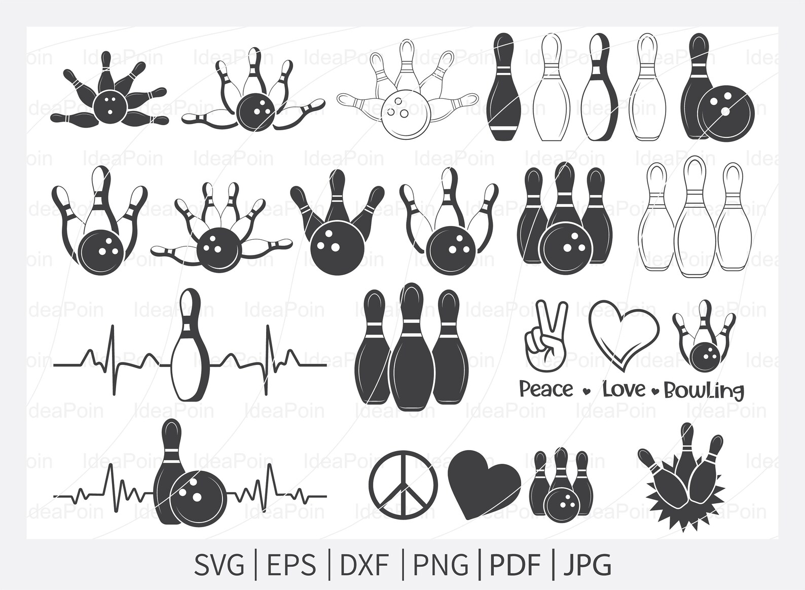 Bowling SVG File, Bowling Clipart, Bowling Svg Bundle, Peace Love ...