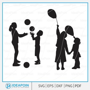 Children Play Svg, Children Silhouette, Child Svg Bundle, Children ...