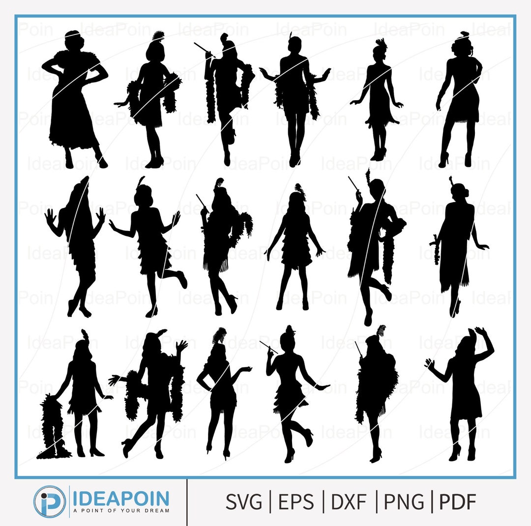 Flapper Girls Silhouette Flapper, Flapper Girls Svg, 1920 Women SVG ...