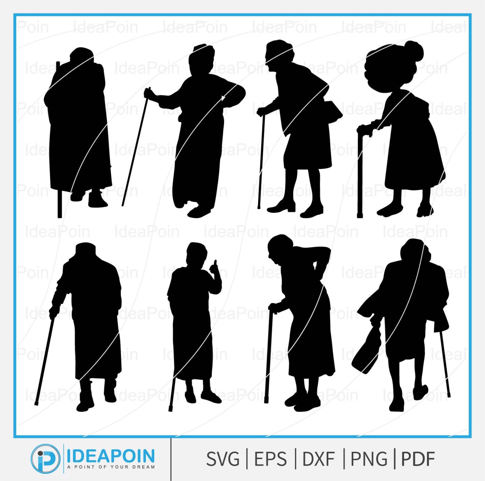 Old Man Svg, Old Man & Woman Svg, Old Man Silhouette, Old Woman Svg ...
