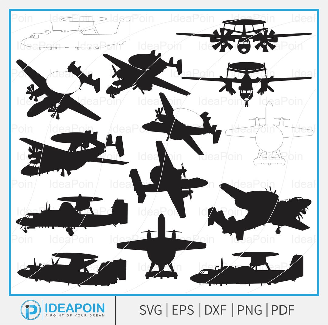 E 2 Hawkeye Airborne Svg, E 2C Hawkeye Aircraft Silhouette,e 2 Hawkeye ...