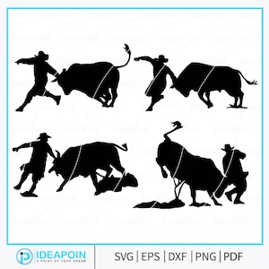 Bull Fighter Silhouette, Rodeo Bullfighter SVG, Rodeo Clown Svg, Bull ...
