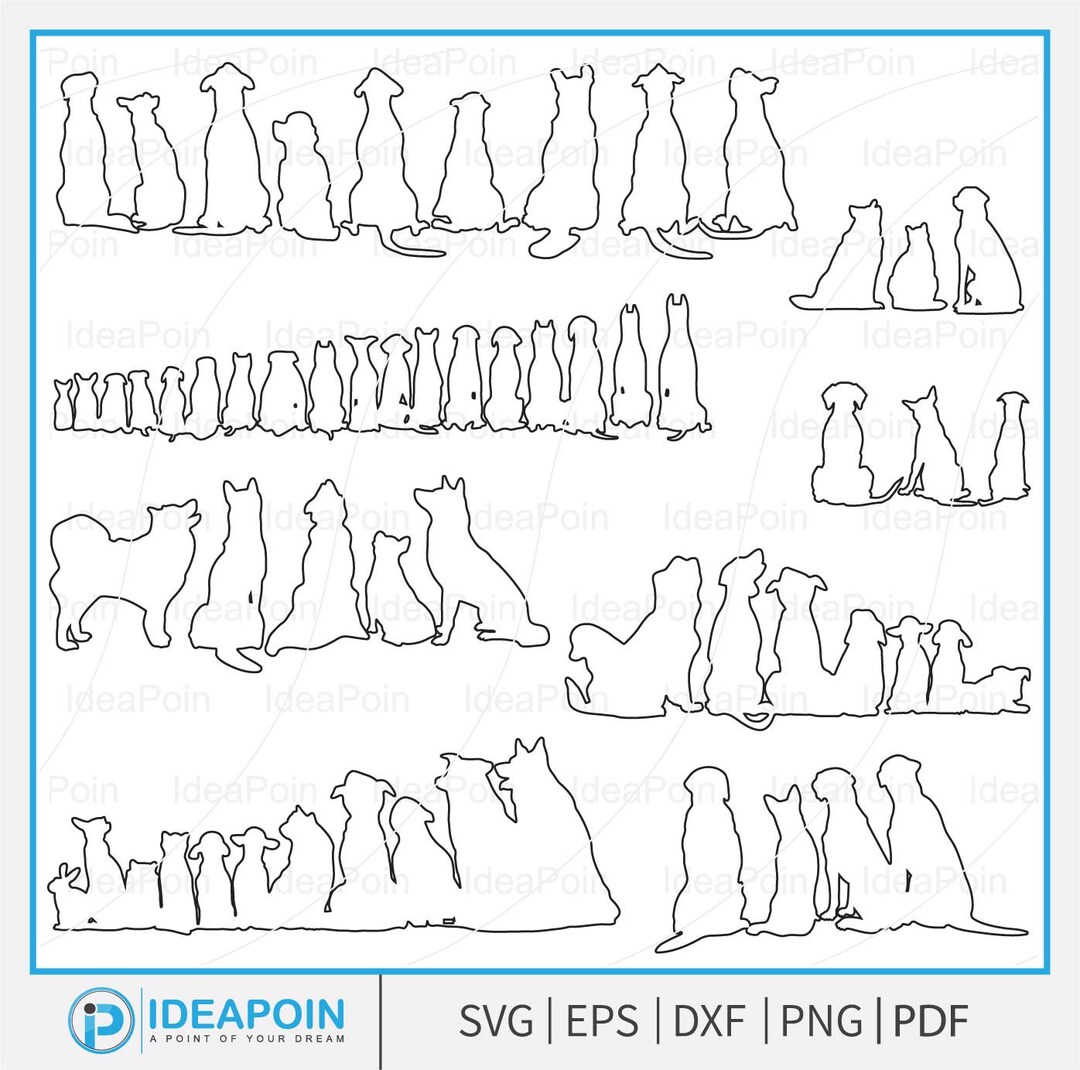 Back Sitting Dogs Outline, Dogs Back Line Art Bundle, Dogs Back Svg ...