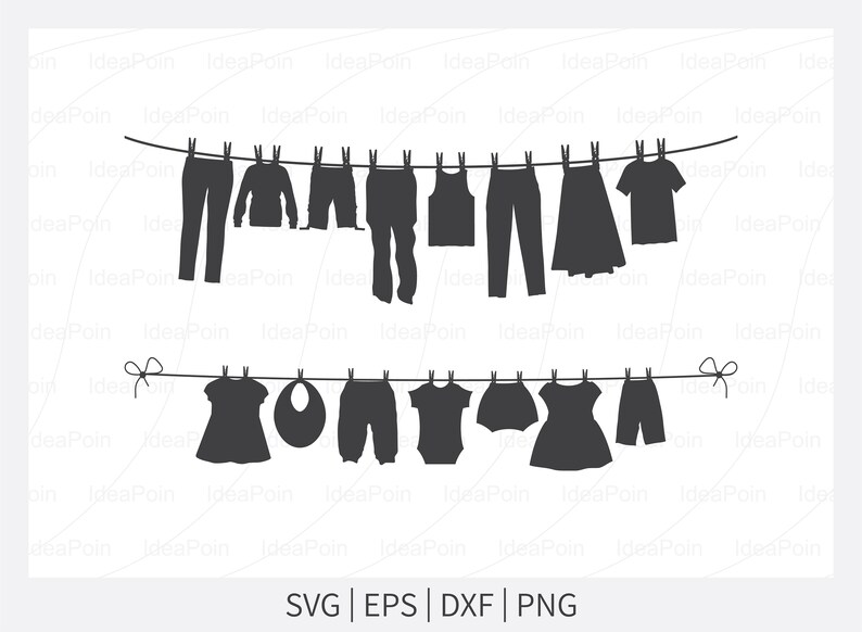 Clothesline Silhouette Clothesline SVG Line of Clothes SVG | Etsy