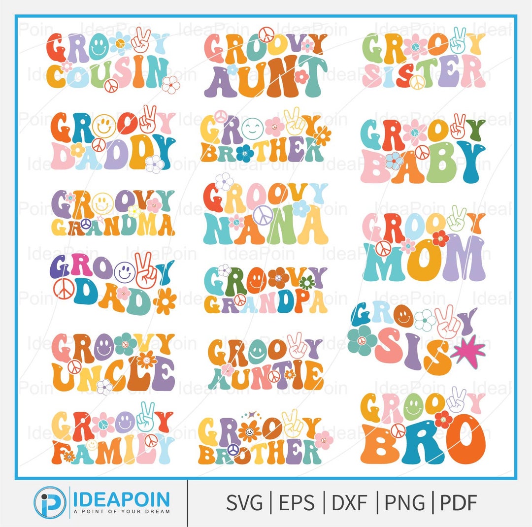 Groovy Family SVG Bundle, Groovy Sister Svg, Groovy Dad Svg, Seven is a ...