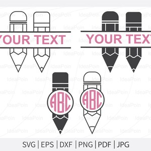 Pencil Svg, Pencil Monogram, Pencil Svg Bundle, Pencil Split Monogram ...