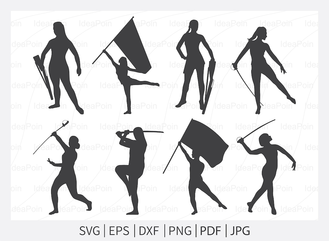 Color Guard Svg, Marching Band Silhouette, Male Color Guard SVG ...