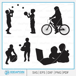 Children Play Svg, Children Silhouette, Child Svg Bundle, Children ...