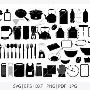 Kitchen Svg, Kitchen Svg Bundle, Kitchen Equipment Clipart, Kitchen ...