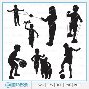 Children Play Svg, Children Silhouette, Child Svg Bundle, Children ...