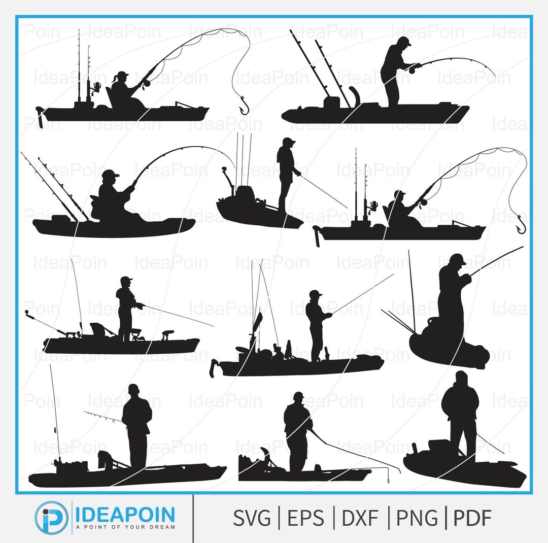 Kayak Fishing SVG, Kayak Fisherman Svg, Kayak Fishing Silhouette ...