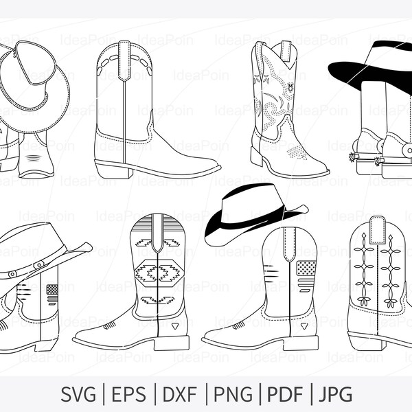 Cowboy Boot Outline Svg - Etsy