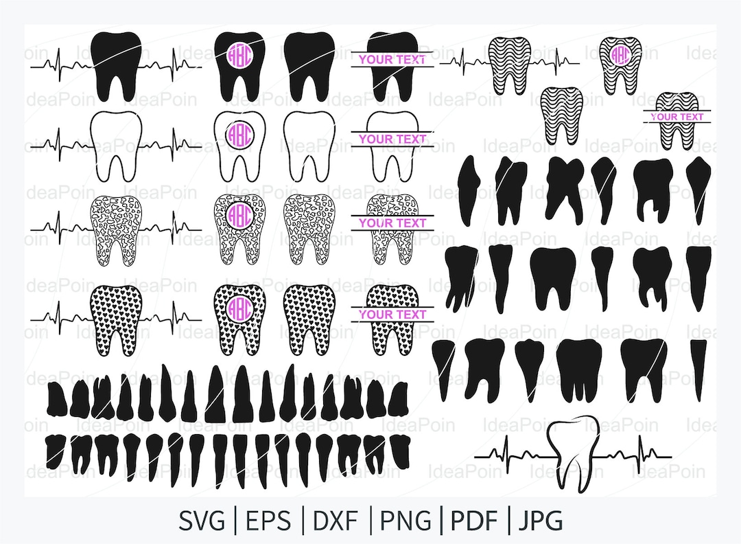 Tooth Svg Dental Svg Tooth Monogram Svg Bundle Tooth - Etsy